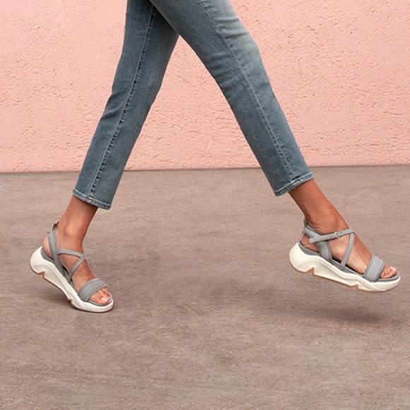 Ecco | Shoes | Ecco Chunky Sole Fluidform Silver Nubuck Leather Wedge ...